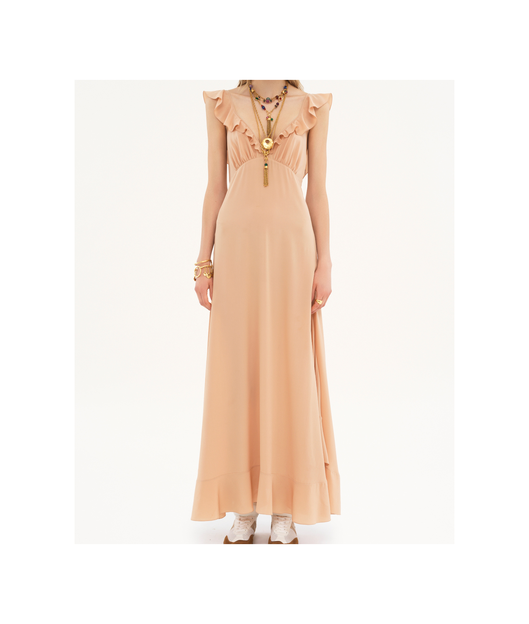 CHLOÉ Chloé V-Neck Ruffled Maxi Dress